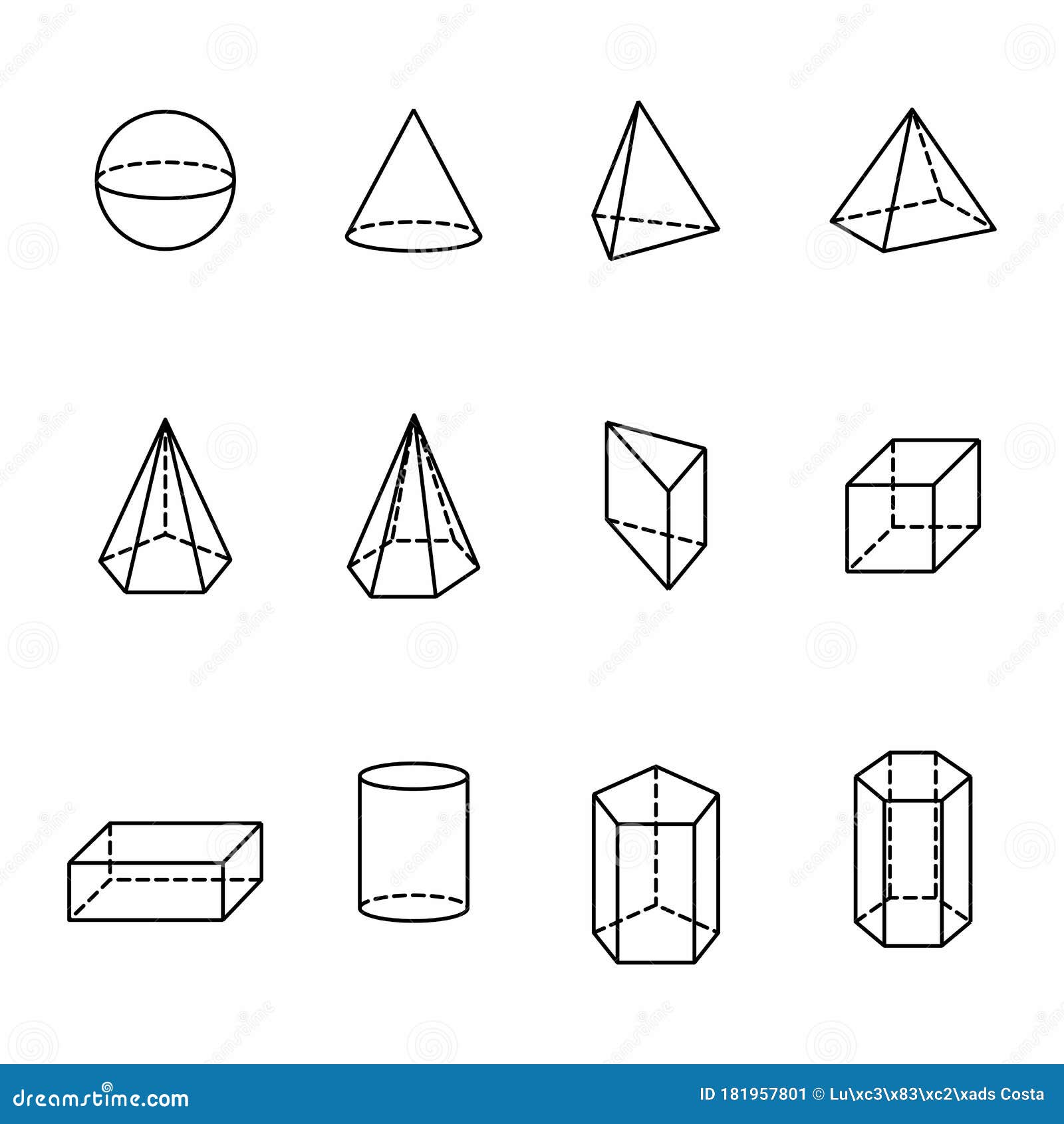 Geometric solids set stock illustration. Illustration of symbol - 181957801
