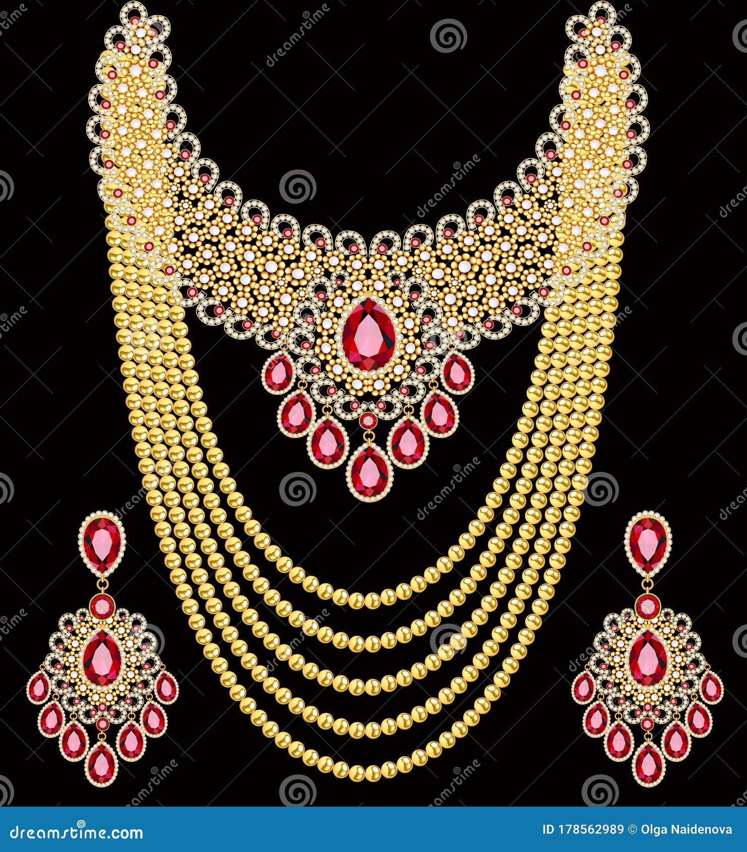 Set of Indian Wedding Necklace and Earrings Stock Vector - Illustration ...