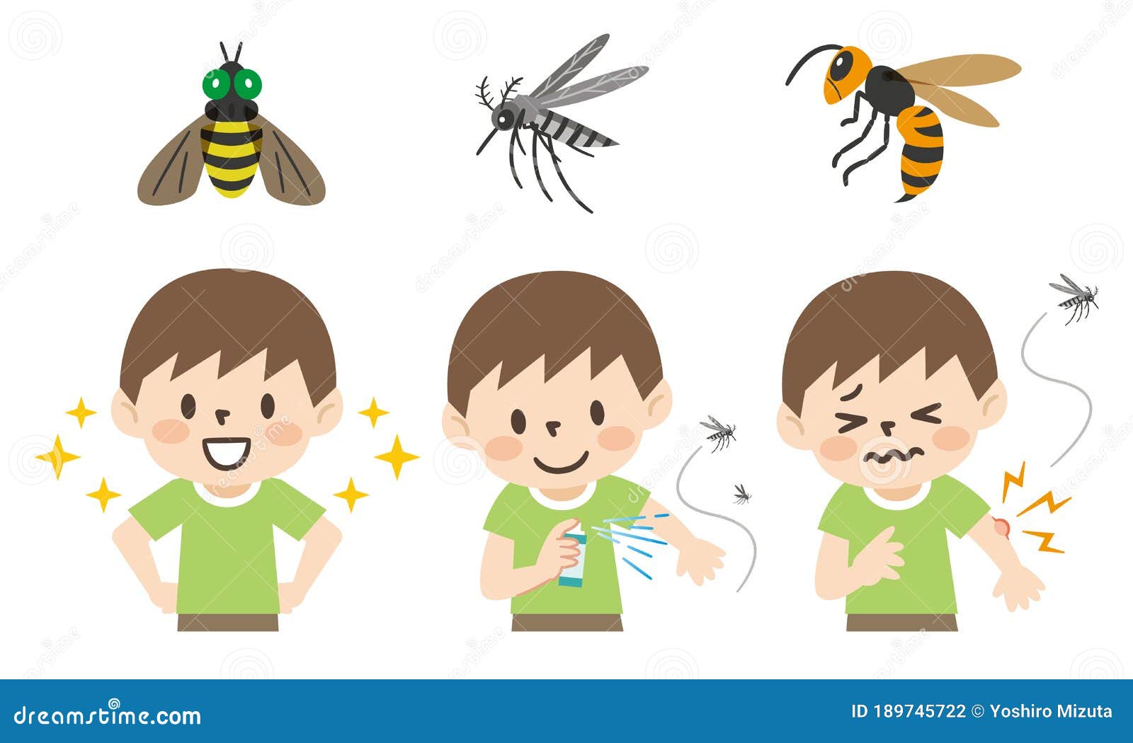Illustration Set of Insect Bites and Preventive Measures Stock Vector ...