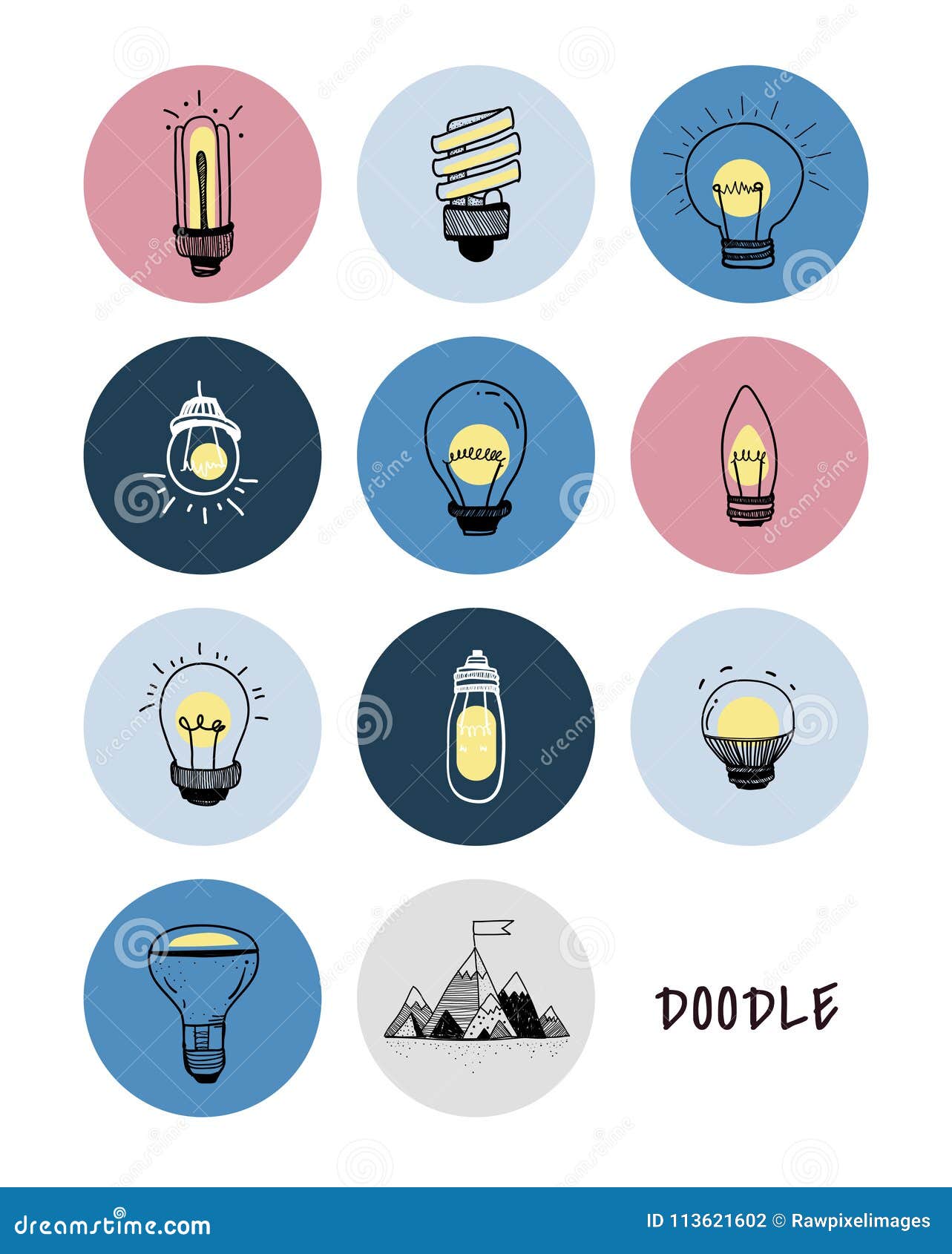 Illustration of a Set of Light Bulbs Stock Illustration - Illustration ...
