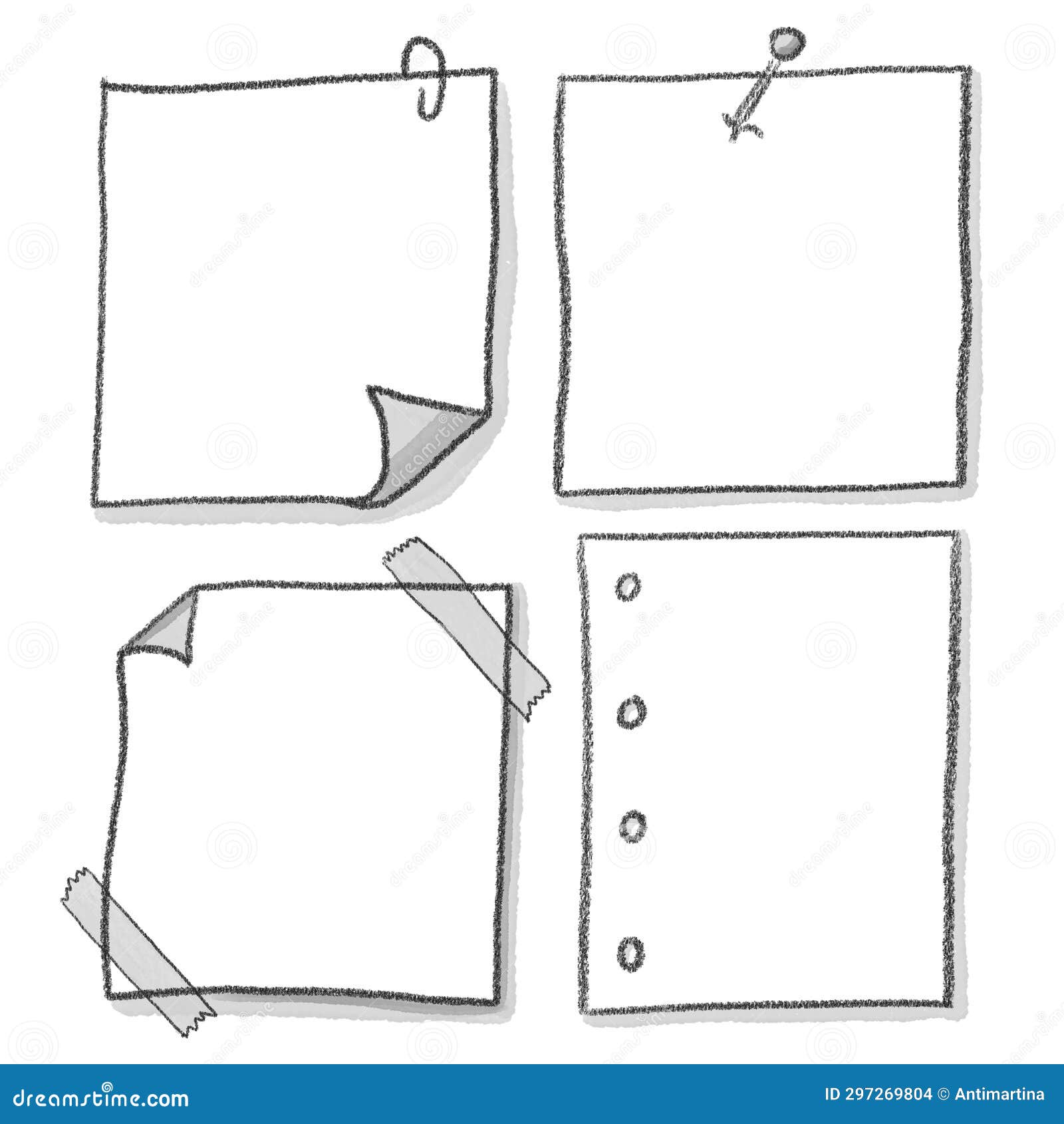 Illustration of Set of Multiple Note Sheets with Copy Space Stock ...