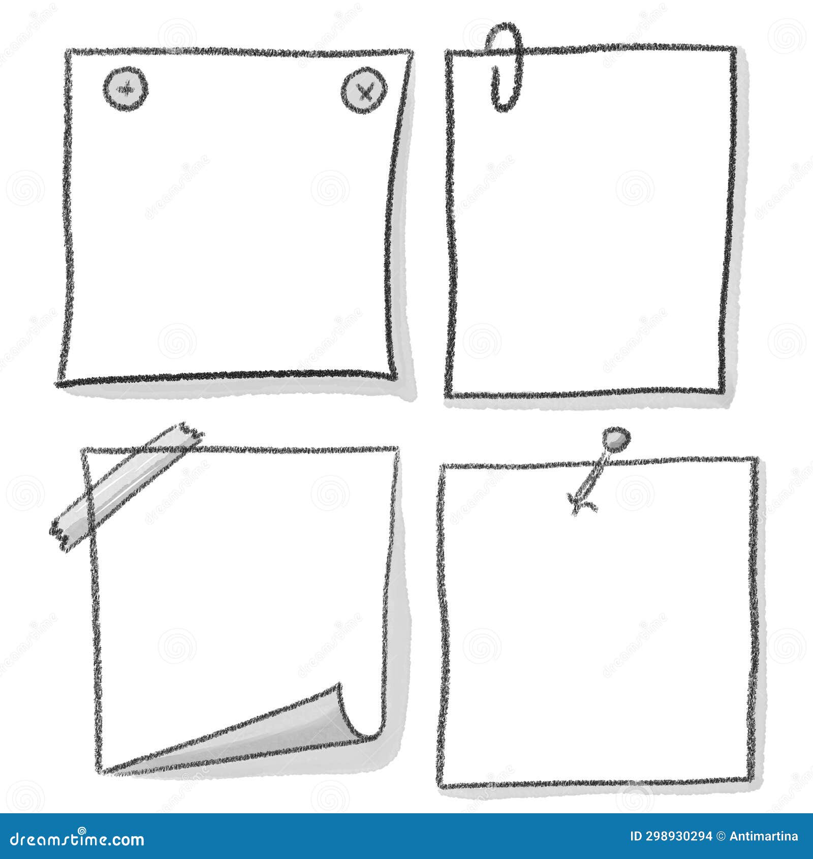 Illustration of Set of Multiple Note Sheets with Copy Space Stock ...