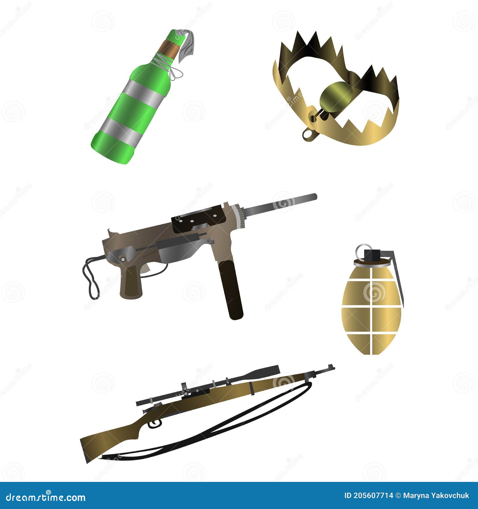 The weapon set stock vector. Illustration of graphic - 205607714