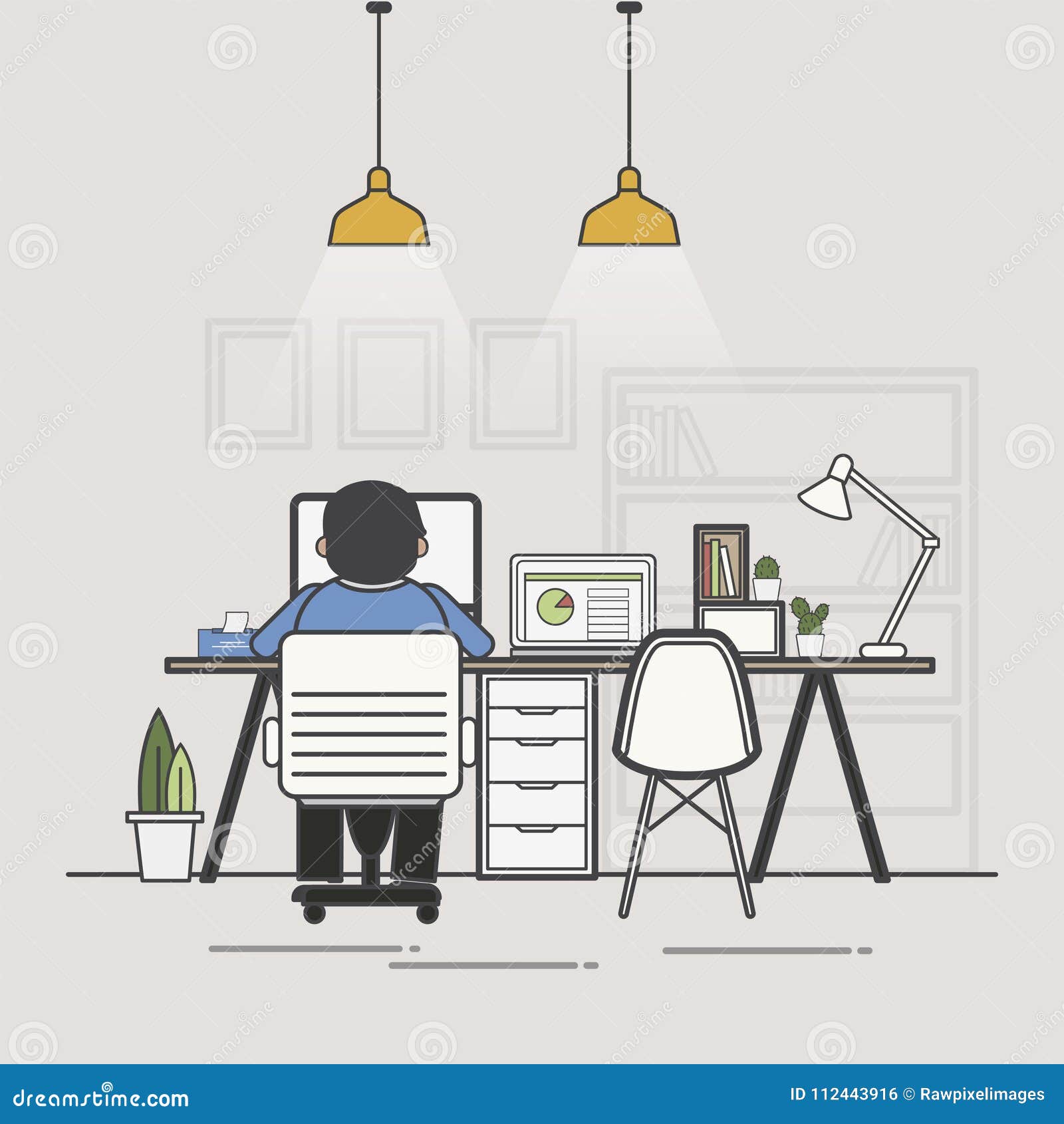 Illustration Set of Office Worker Workstation Avatar Stock Illustration ...