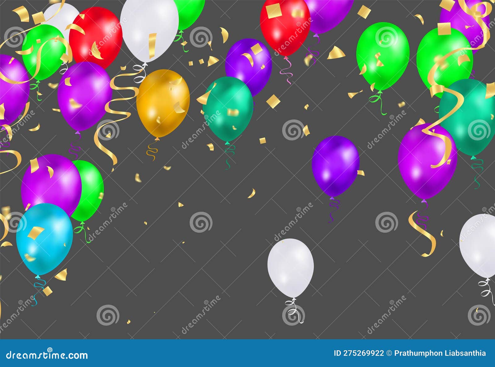 Illustration Set Party Balloons, Confetti with Space for Text. Eps.10 ...