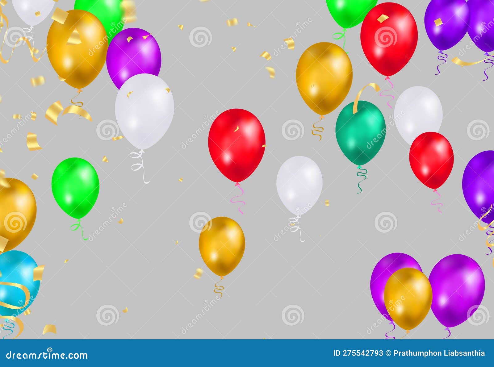 Illustration Set Party Balloons, Confetti with Space for Text. Eps.10 ...