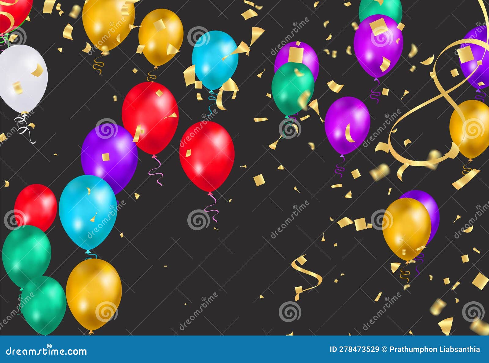 Illustration Set Party Balloons, Confetti with Space for Text. Eps.10 ...