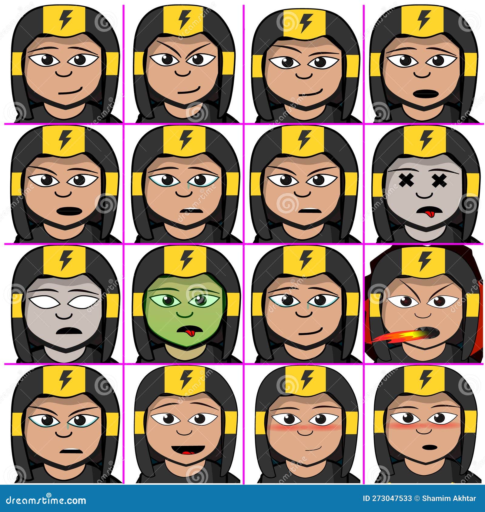 Illustration of a Set of People with Different Facial Expressions and ...