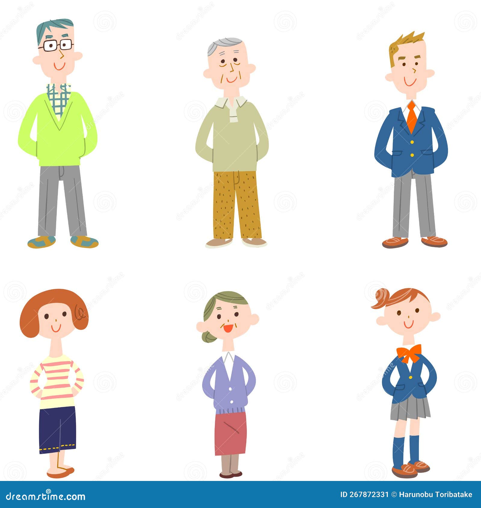 Illustration Set of People of Various Generations Standing with Their ...