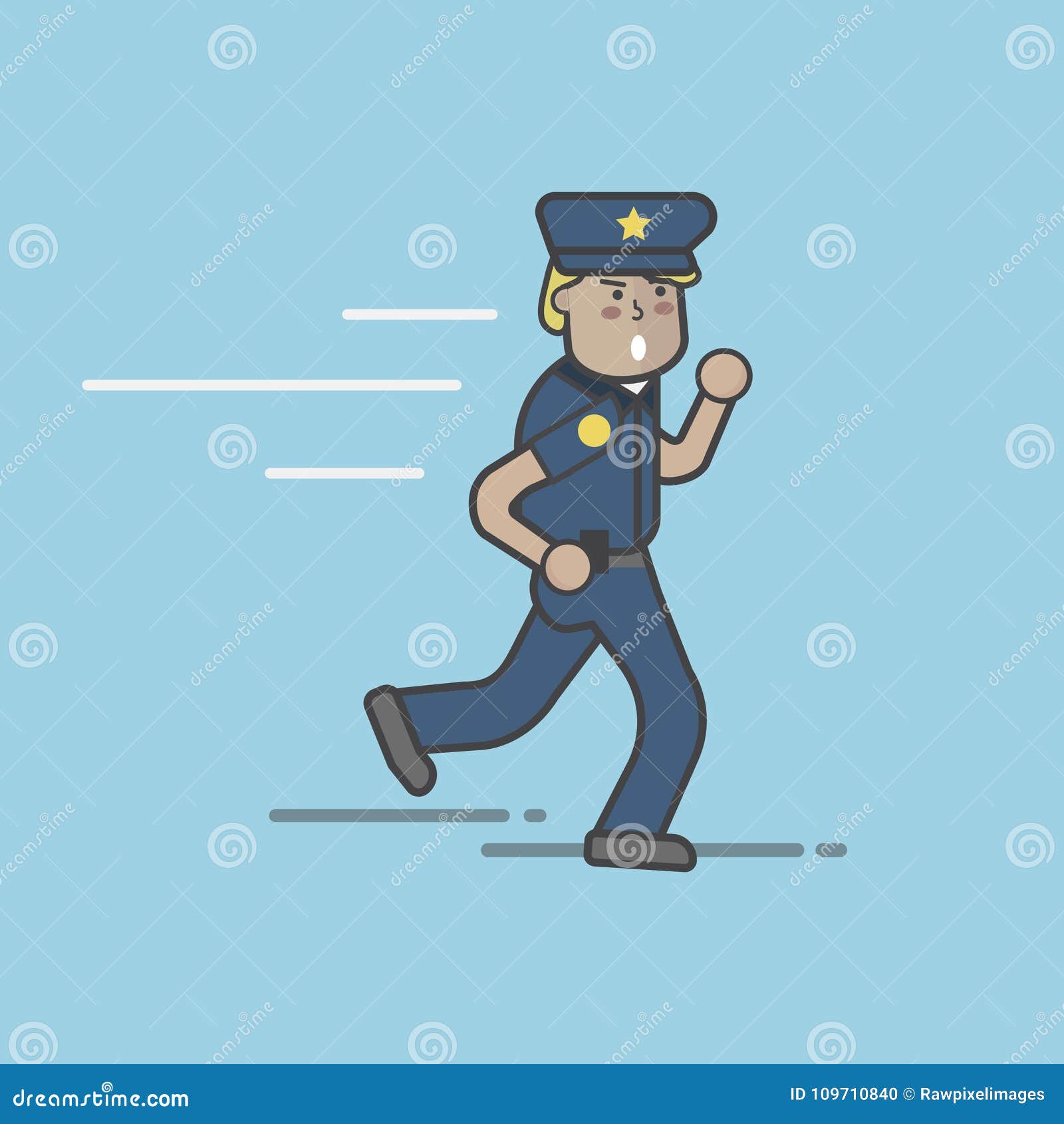 Illustration Set of Police Running Stock Illustration - Illustration of ...