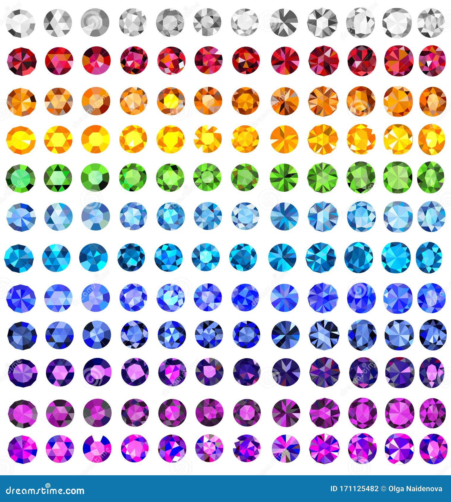 Set of Precious Stones of Different Cuts and Colors Stock Vector ...