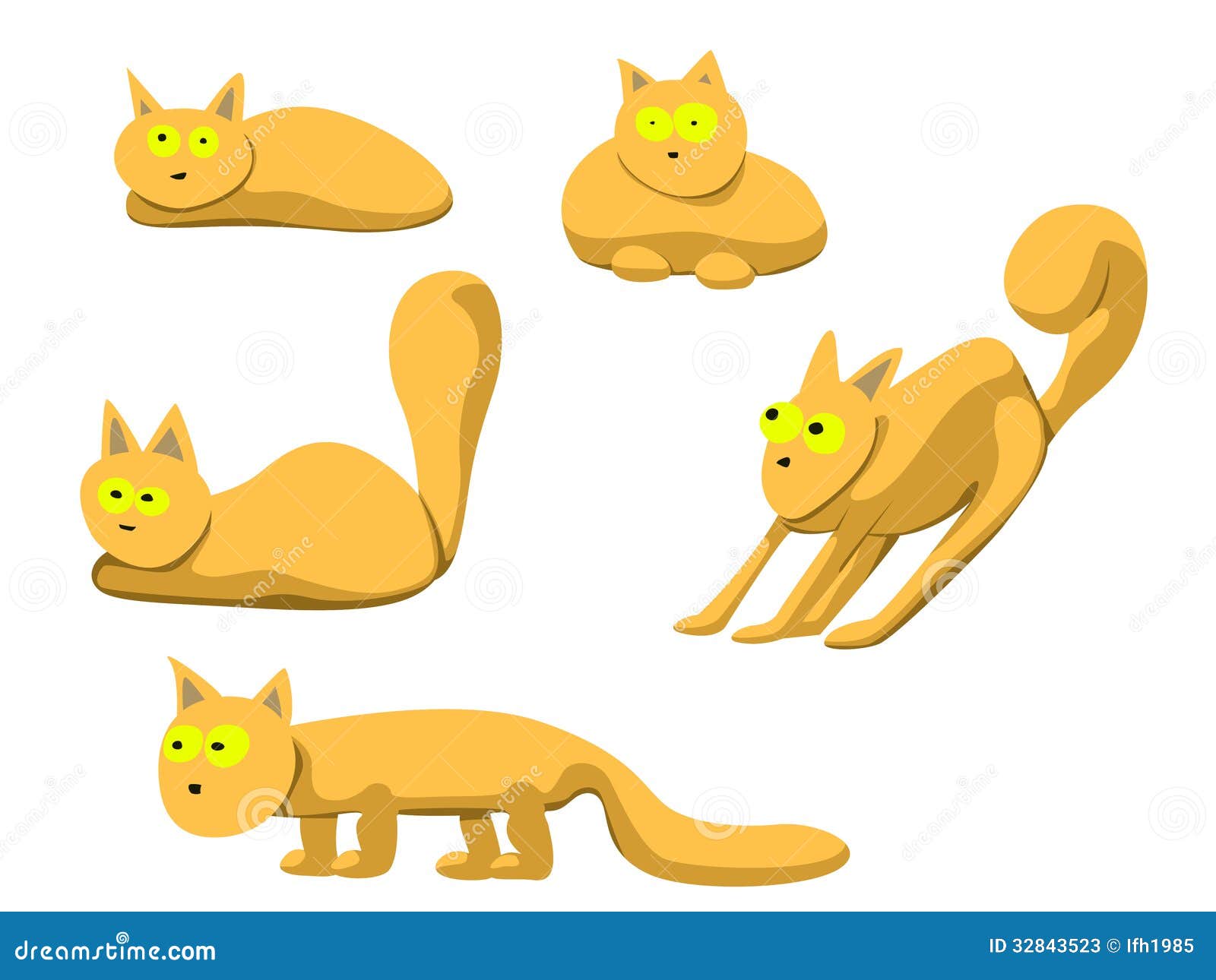 Illustration of Set of Red Cats in Different Poses Stock Illustration ...