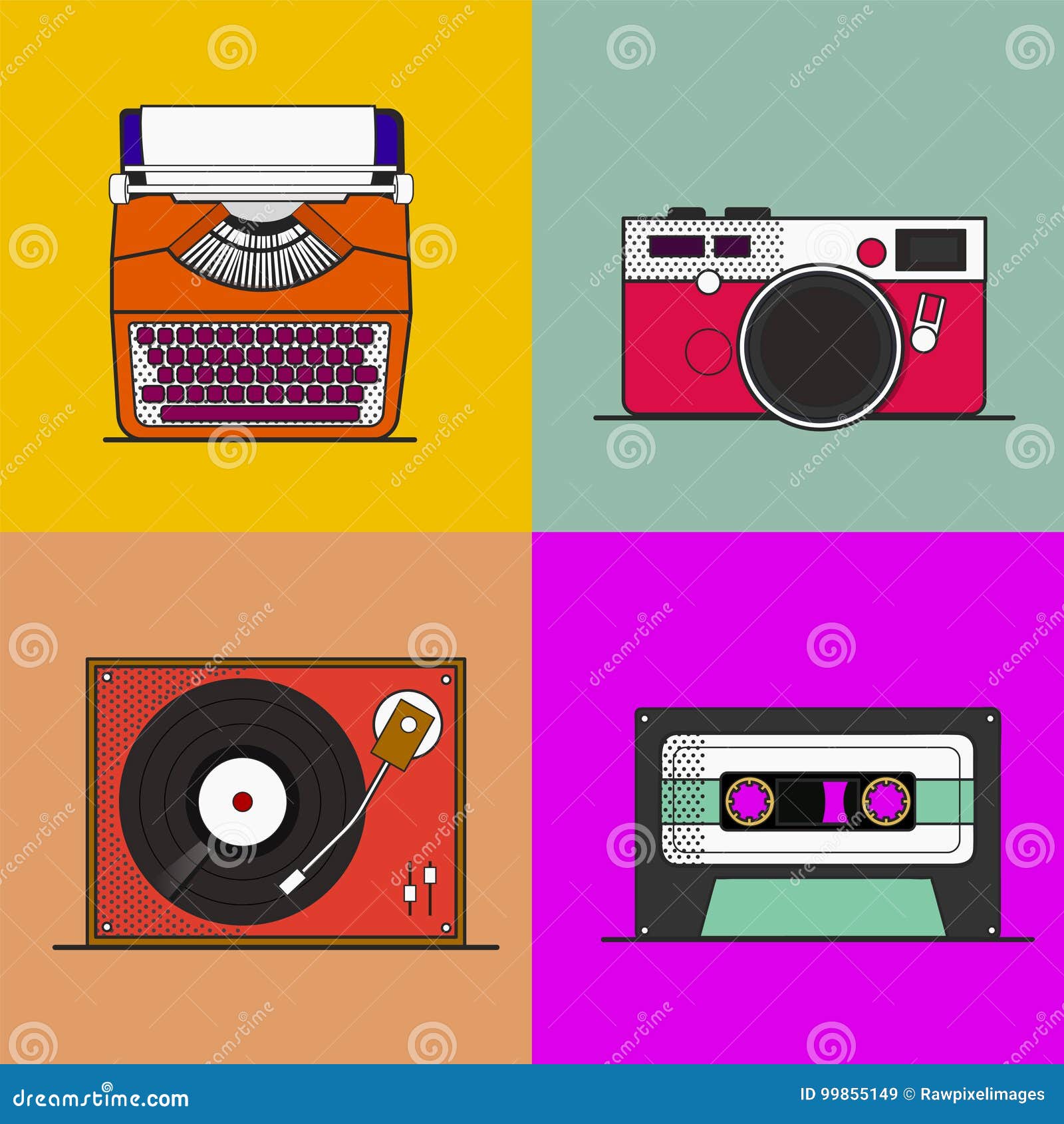 Illustration Set of Retro Stuff Vector Stock Vector - Illustration of ...