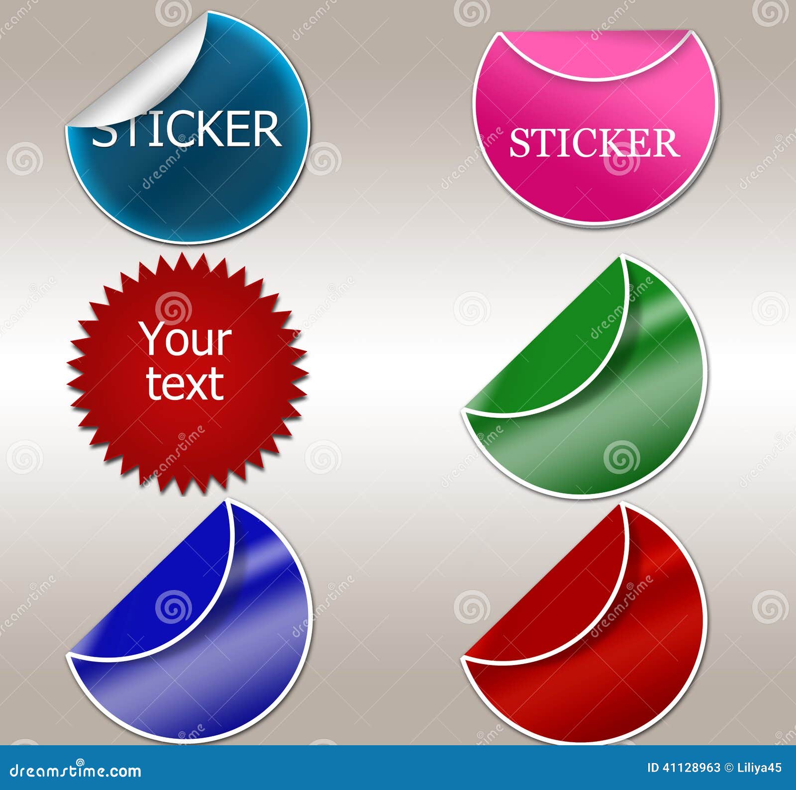 Illustration Set of Round Stickers. Stock Illustration - Illustration ...