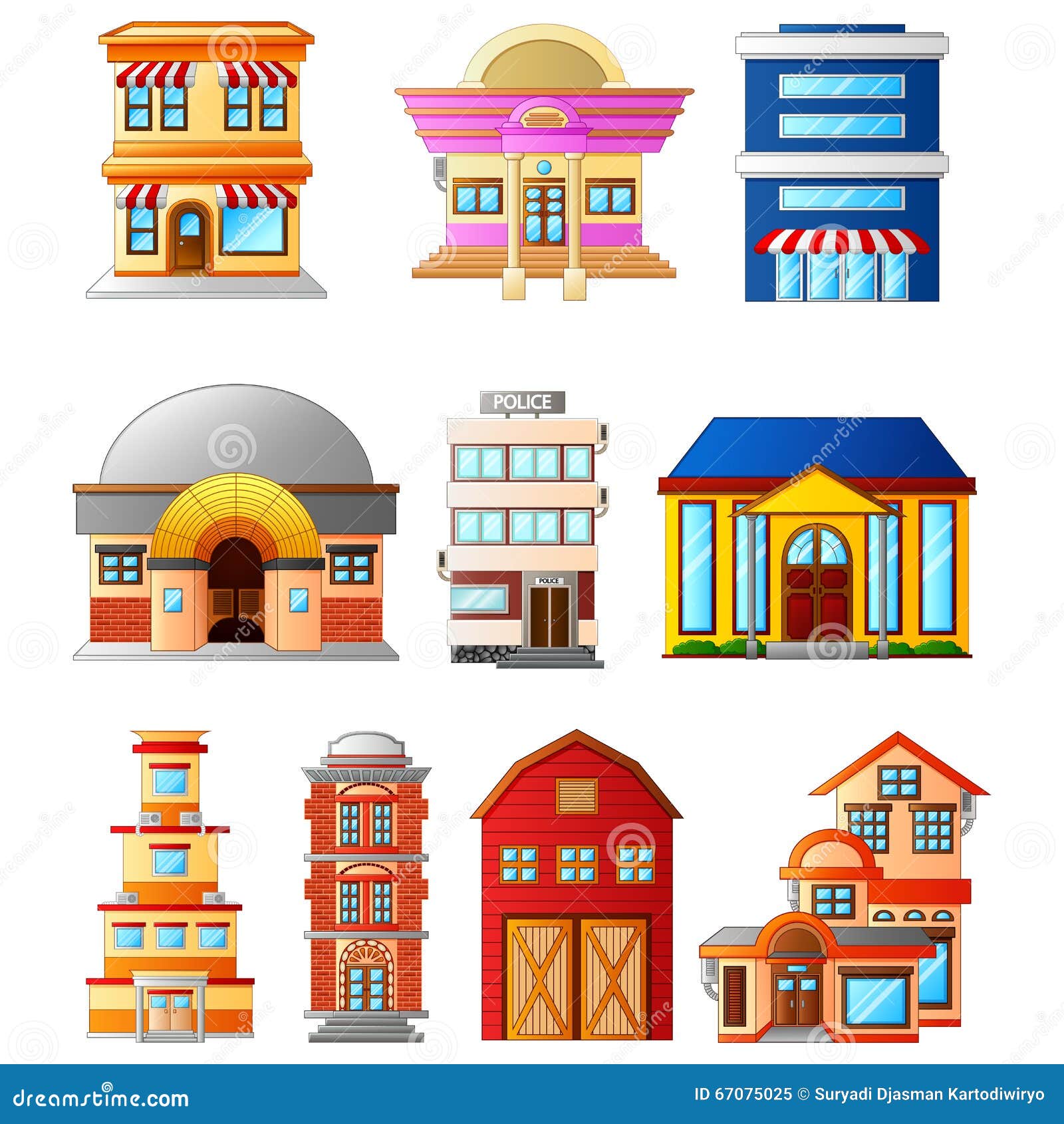 Illustration of Set Several Buildings Stock Vector - Illustration of ...
