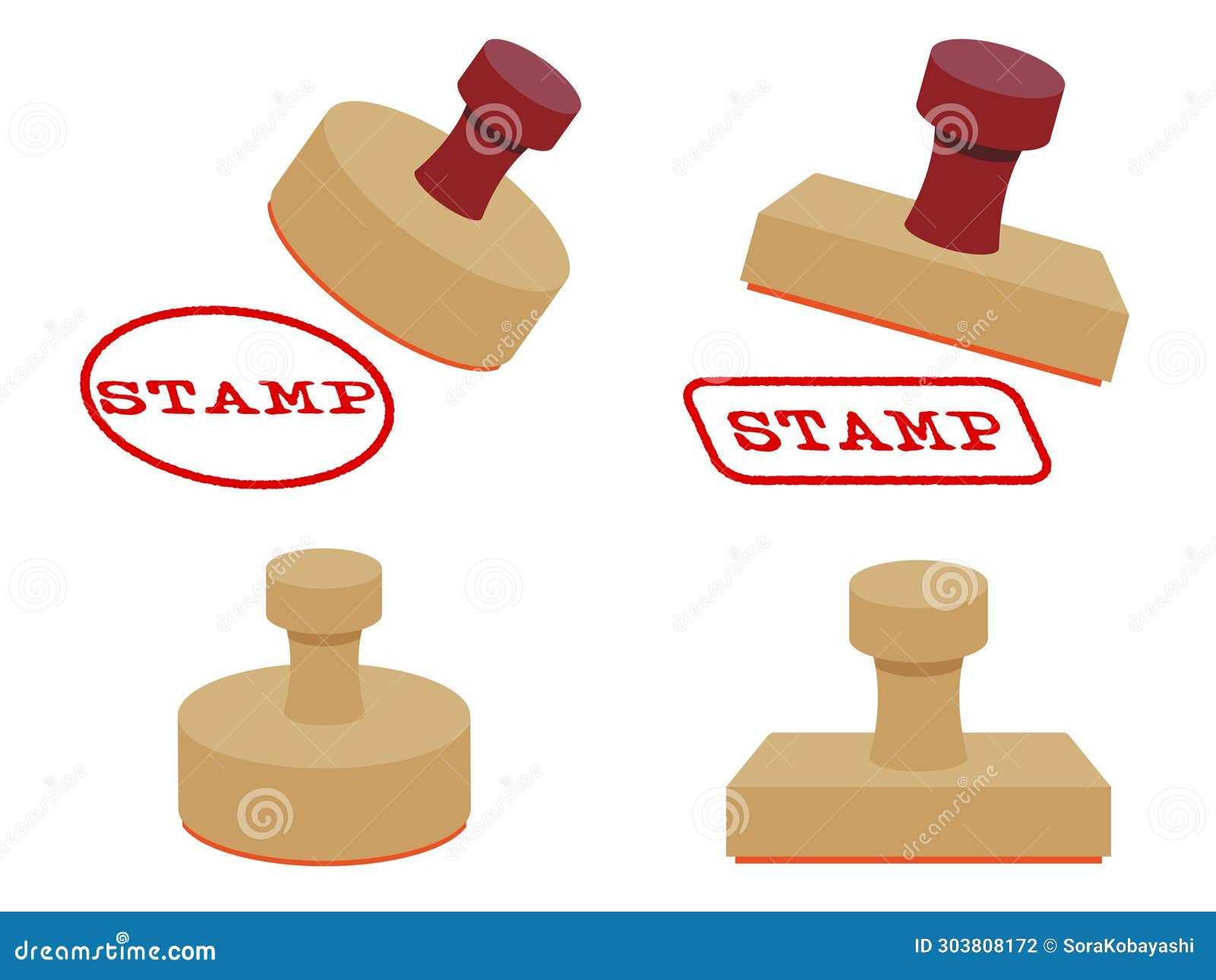 Illustration Set of Simple Round and Square Stamps Stock Illustration ...