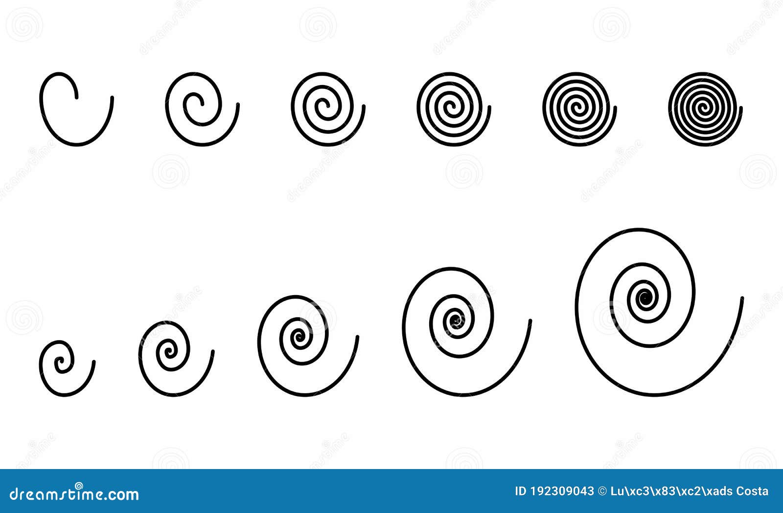 Spirals set illustration stock illustration. Illustration of white ...