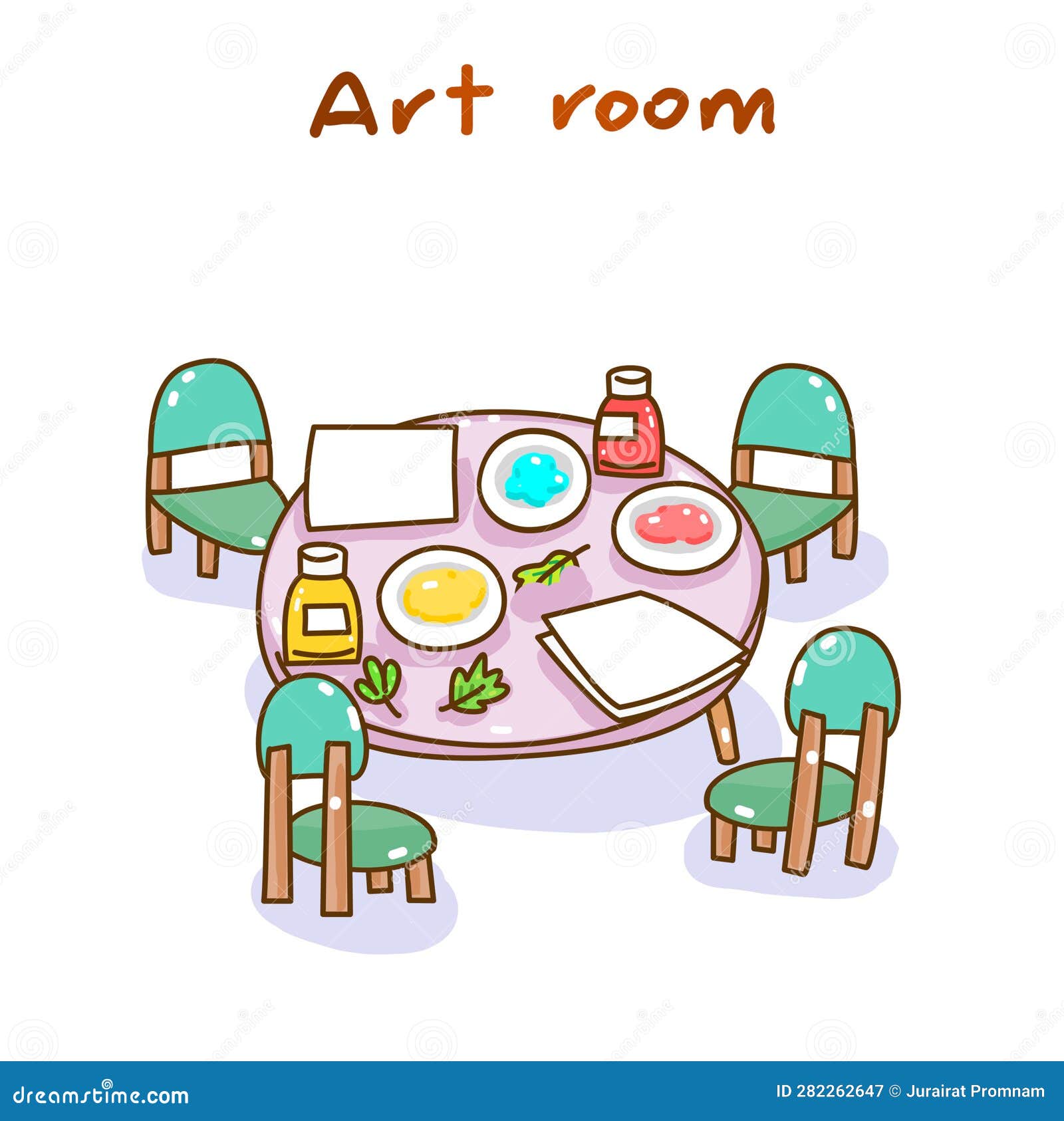 Illustration Set Table for Classroom. Stock Illustration - Illustration ...