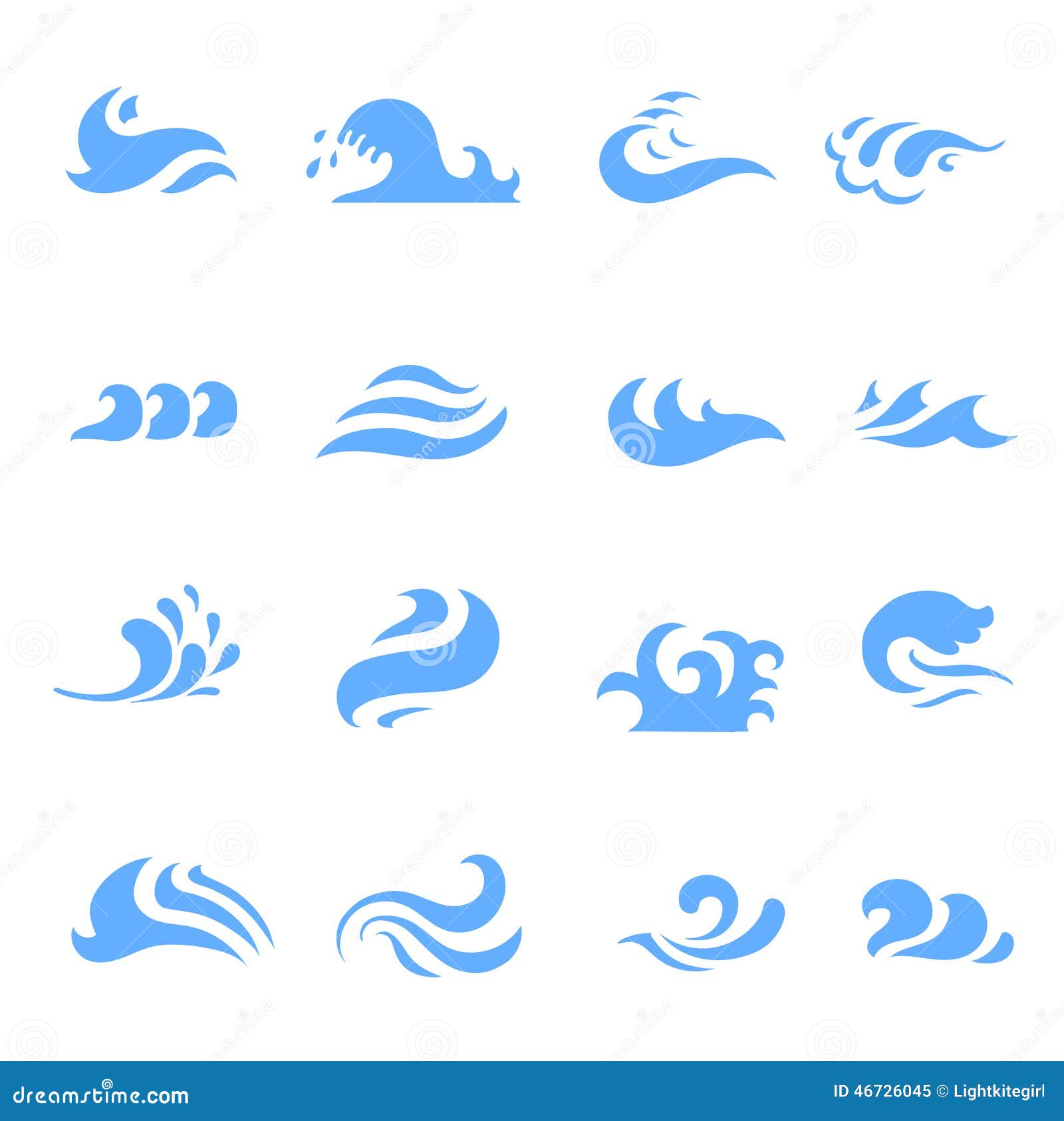 Illustration Set of Wave Symbol on Isolated White Stock Vector ...