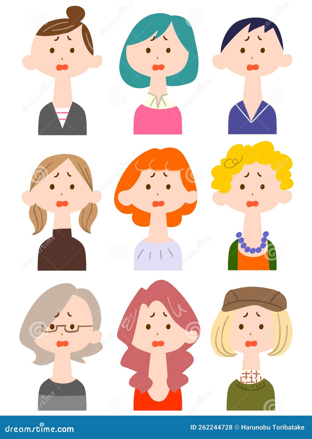 Illustration Set of a Young Woman 2 Confused Face Stock Vector ...