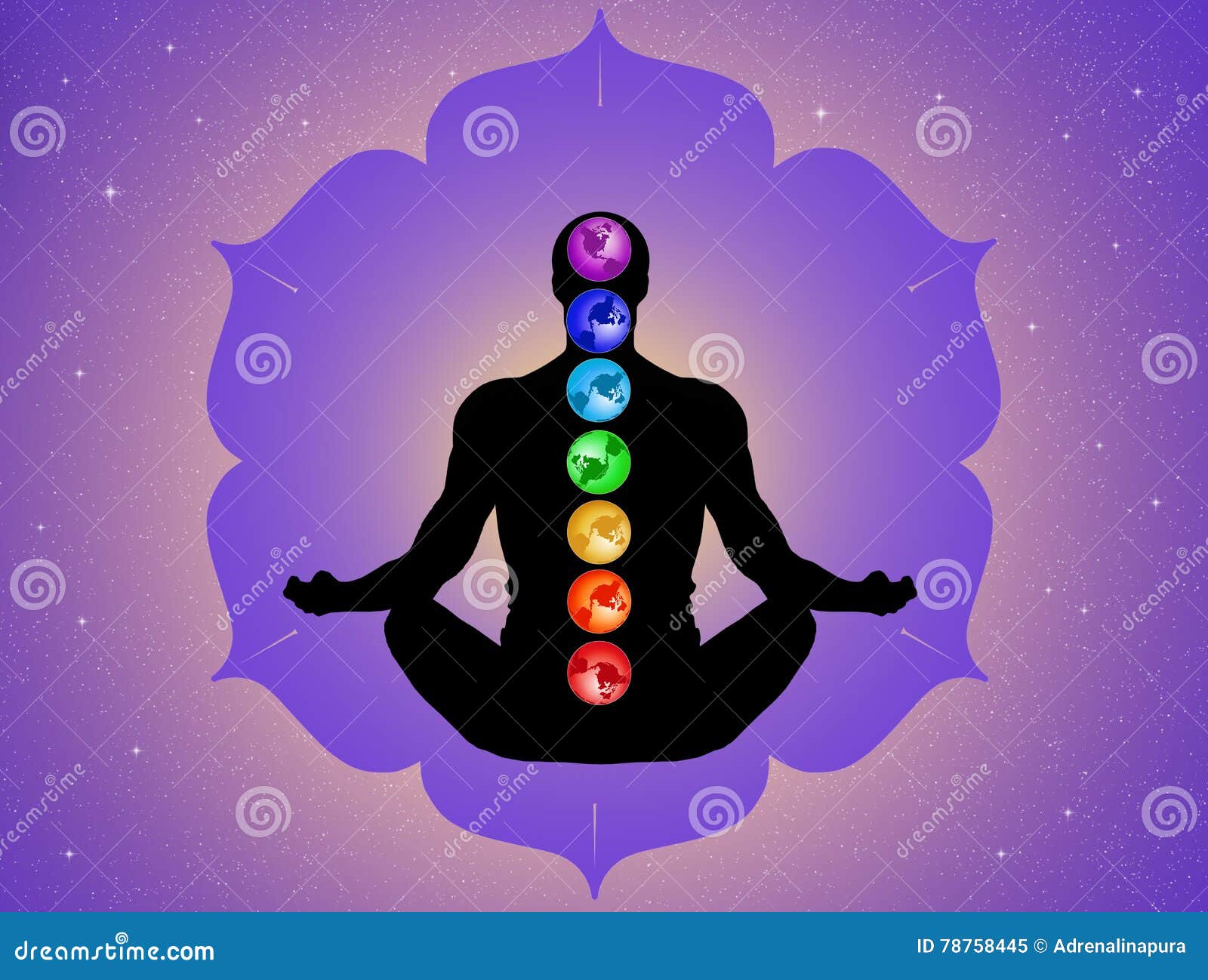 Illustration of Seven Chakras Stock Illustration - Illustration of male ...