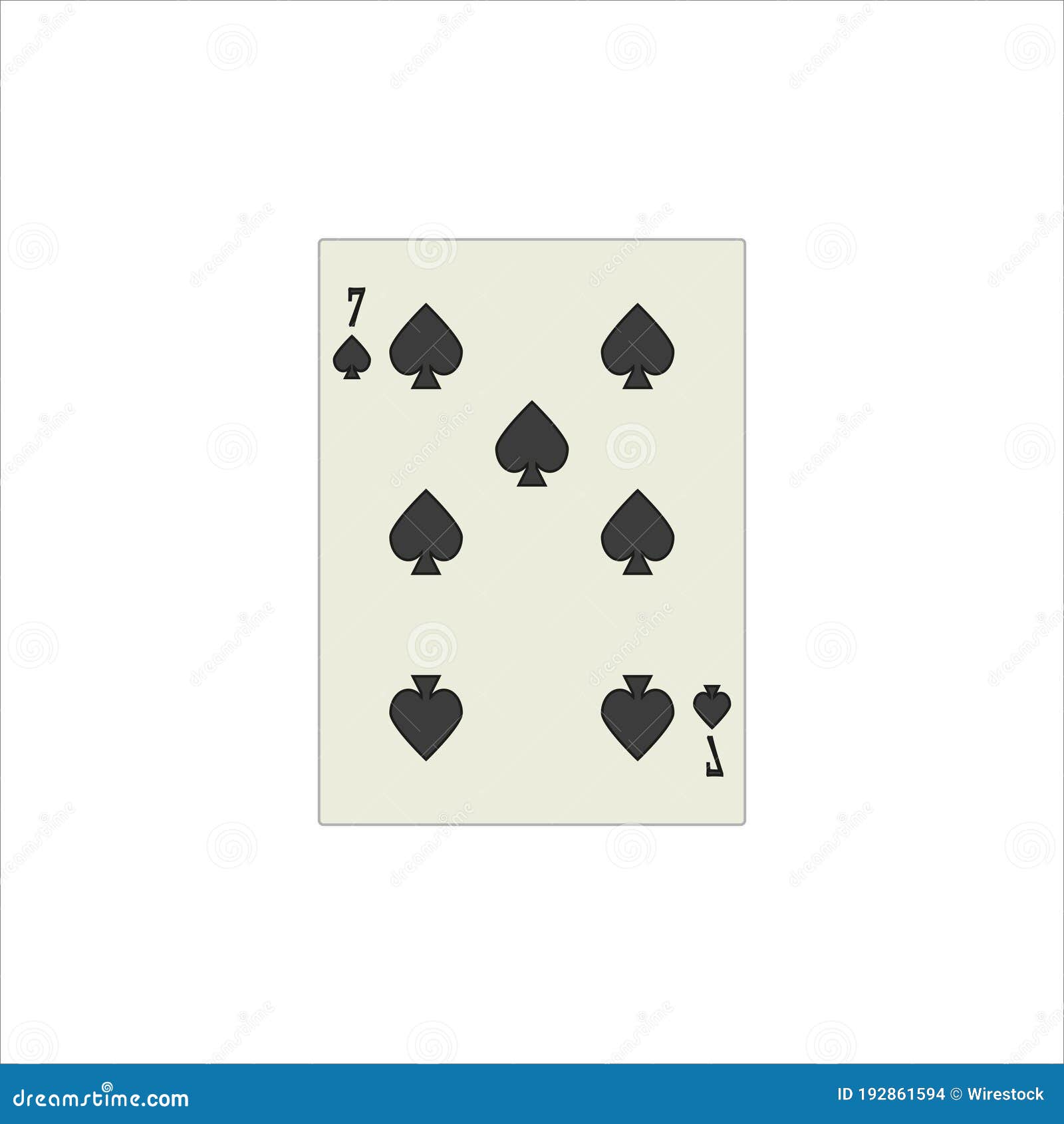 Seven Of Spades Vintage Playing Card - Isolated On White Stock ...