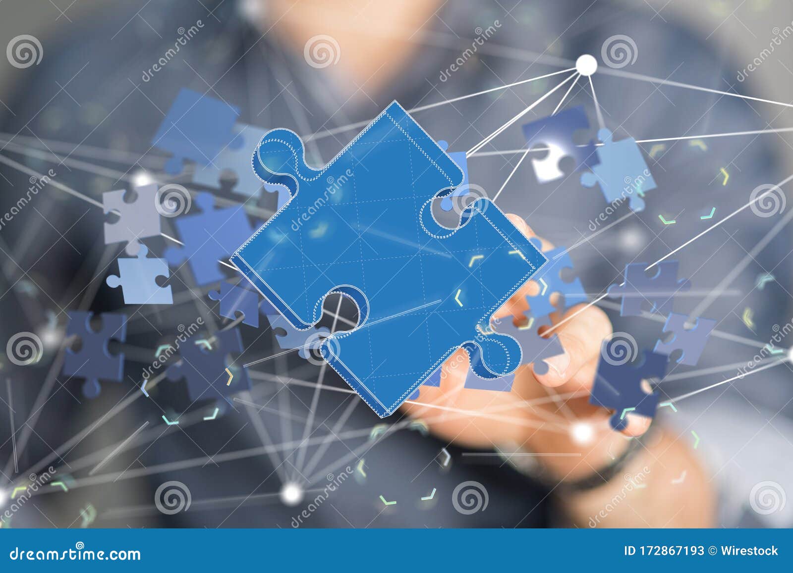 Illustration of Several Pieces of Jigsaw Puzzle Over Someone S Hands ...