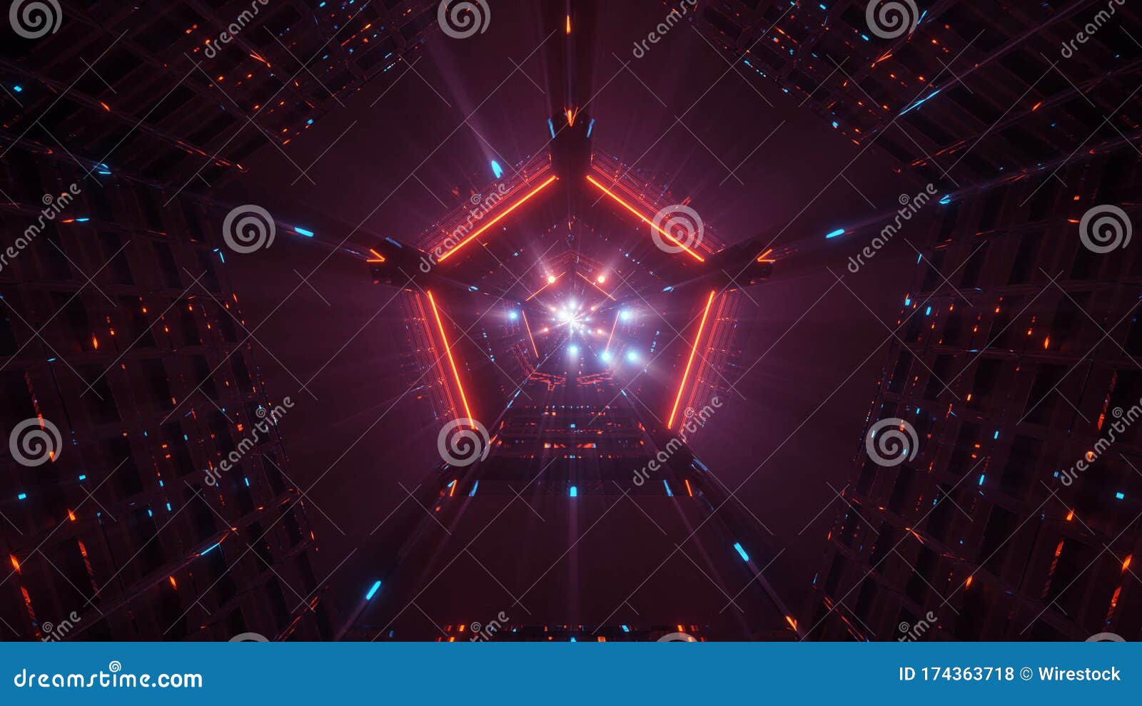 Illustration of Several Red Lights Arranged in the Form of a Pentagon ...