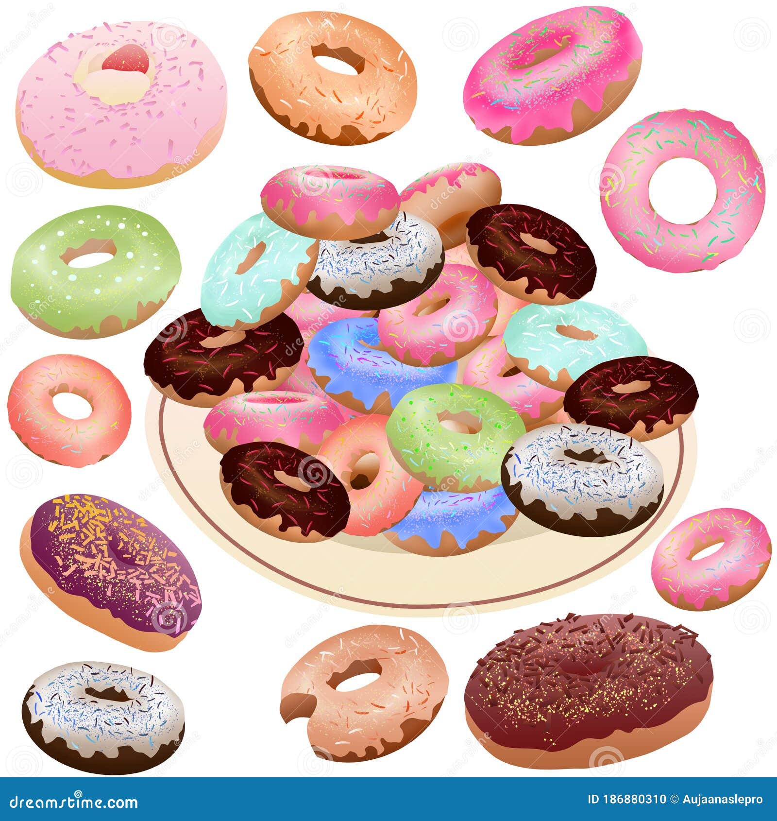 A Variety of Colored Donuts Stock Photo - Image of doughnut, food ...
