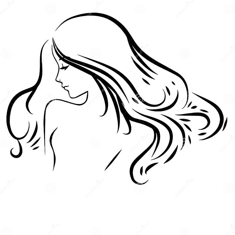 Illustration Of Girl With Long Curly Hair Stock Vector Illustration