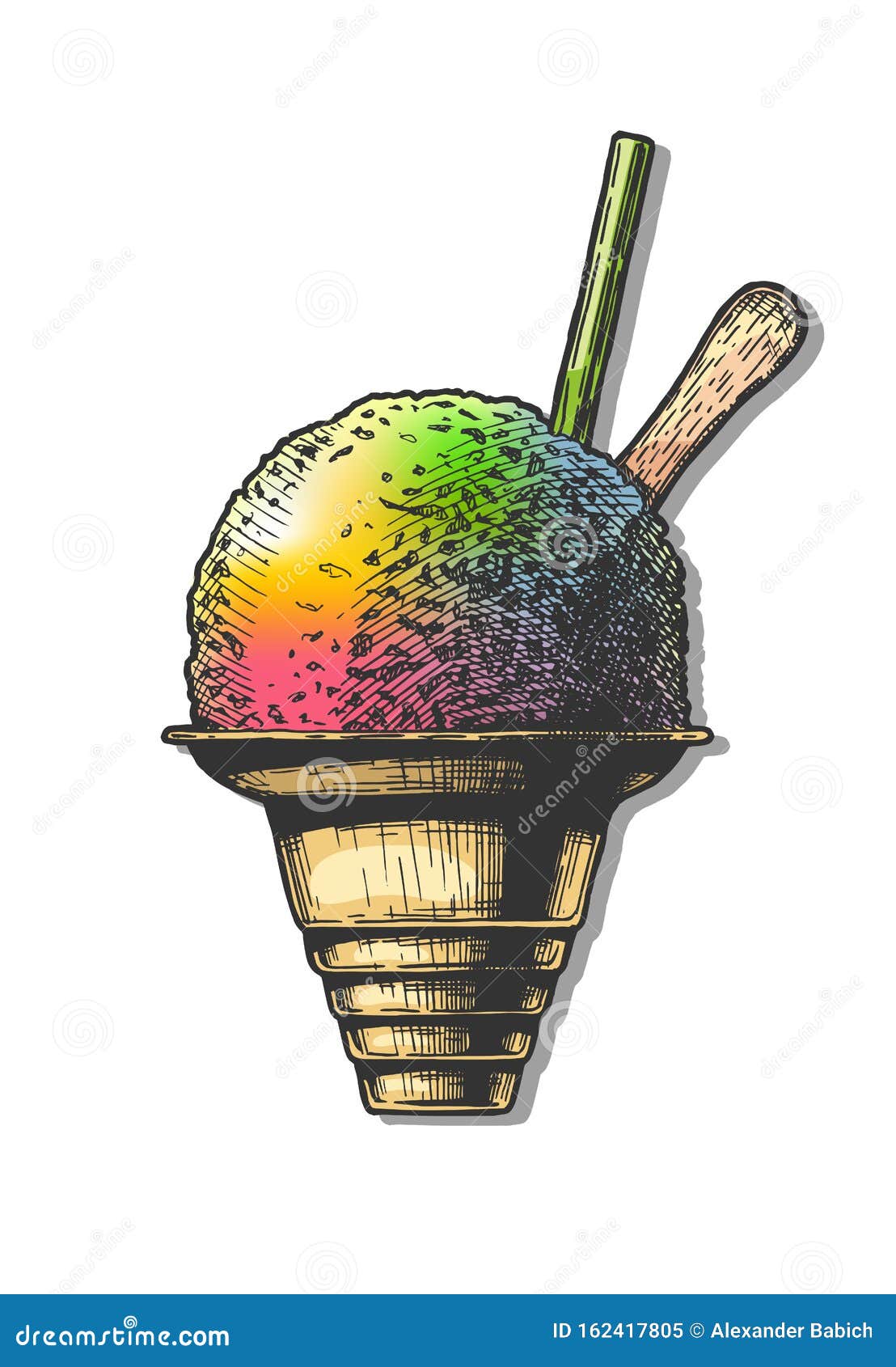 Illustration of Shave ice stock vector. Illustration of grunge - 162417805
