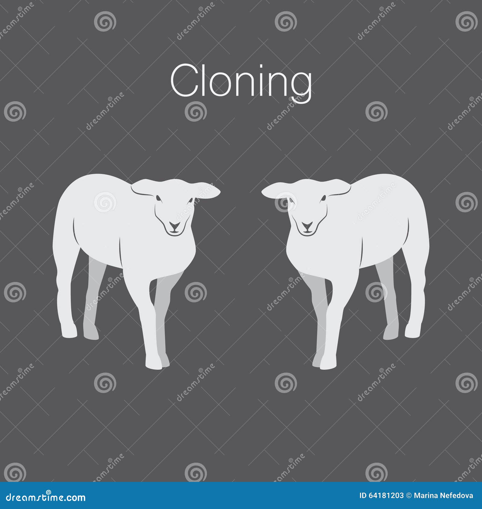 Illustration of Sheep and Clone of Sheep on Dark Background Stock ...