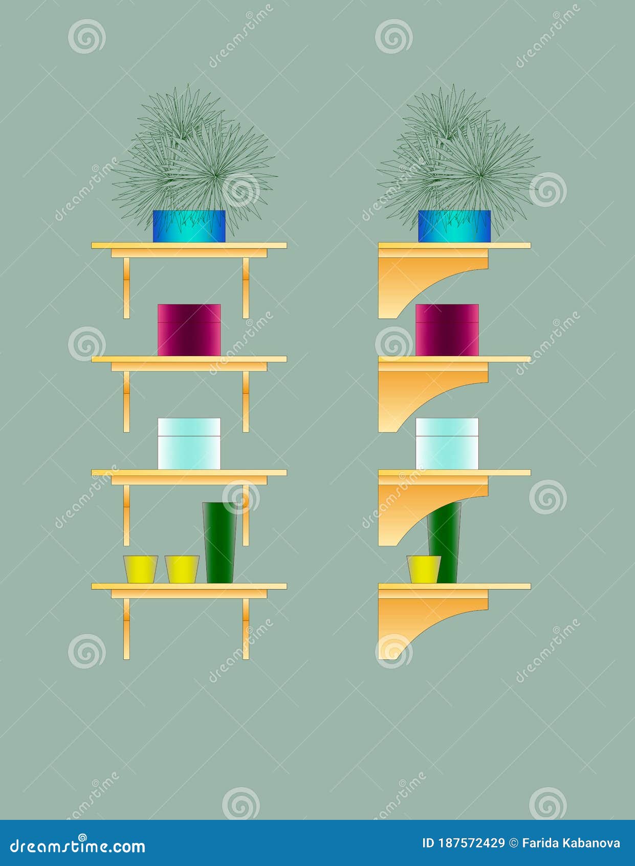 Illustration of a Shelf for Small Items Front View and Side View ...