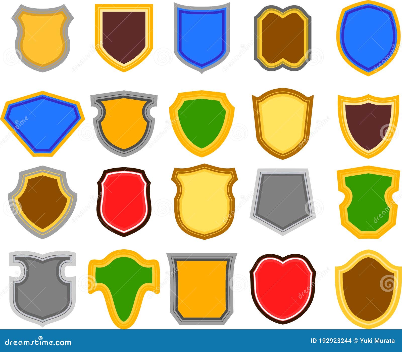 Colorful shield emblem set stock vector. Illustration of design - 192923244