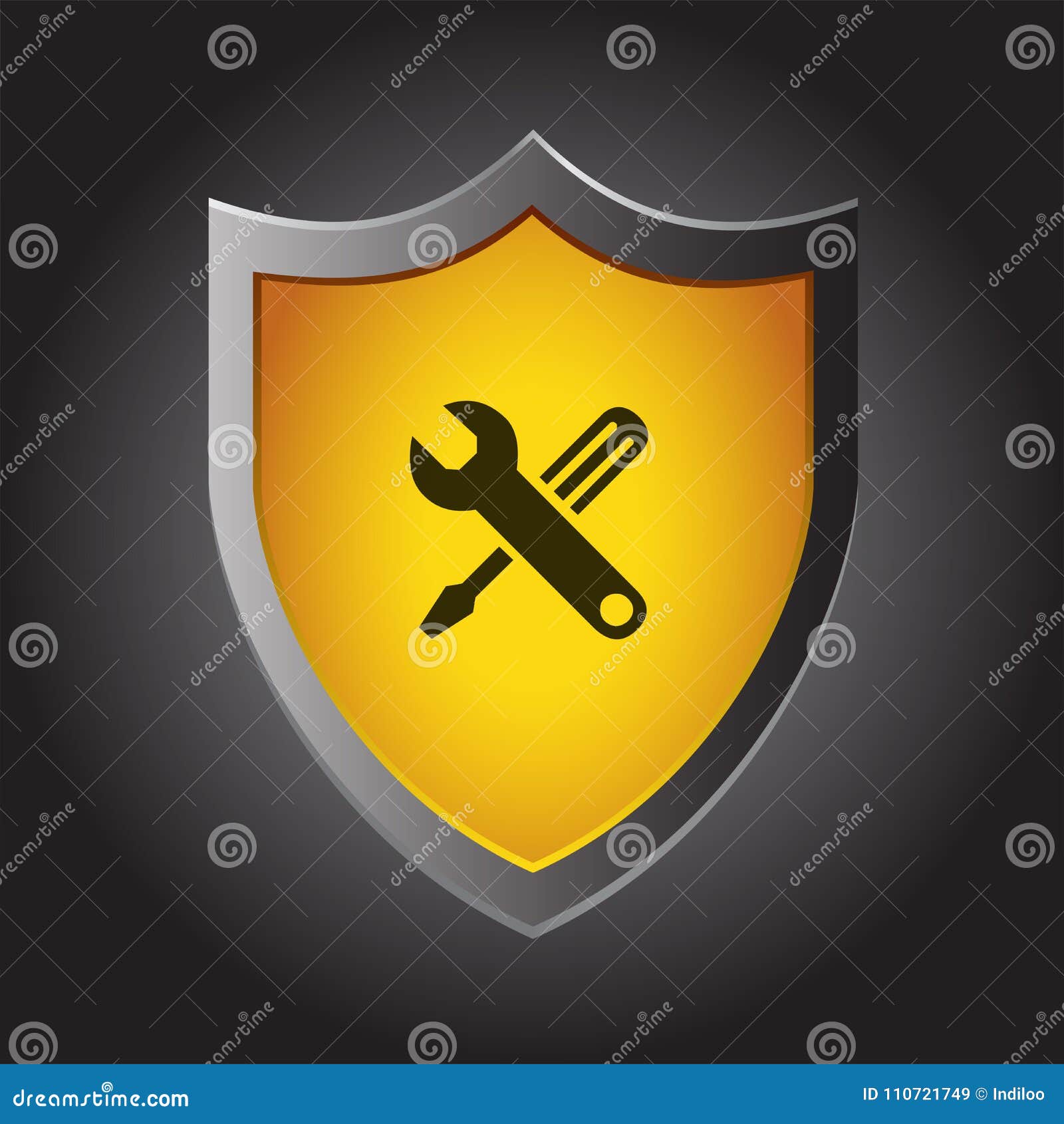 Tools icon on shield stock illustration. Illustration of instrument ...