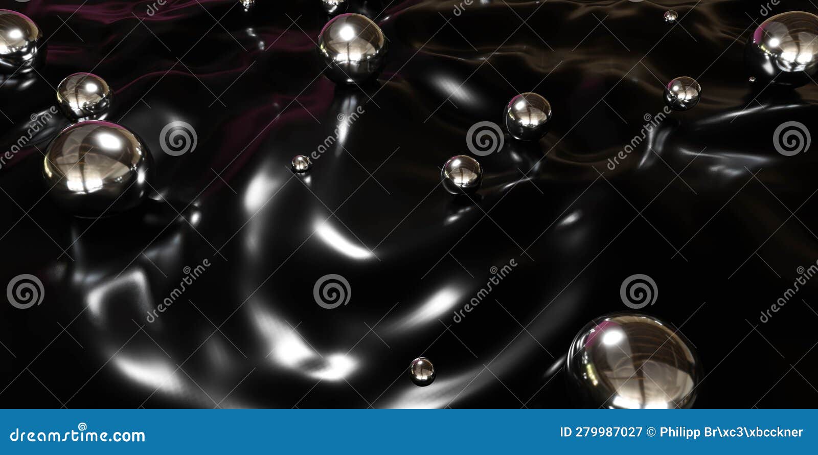Illustration of Shiny Balls Floating on a Black Surface in 3D Render 3d ...