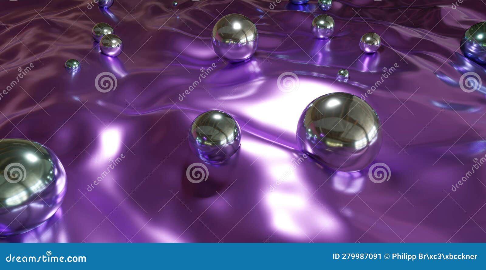 Illustration of Shiny Balls on a Reflective Surface in 3D Render 3d ...