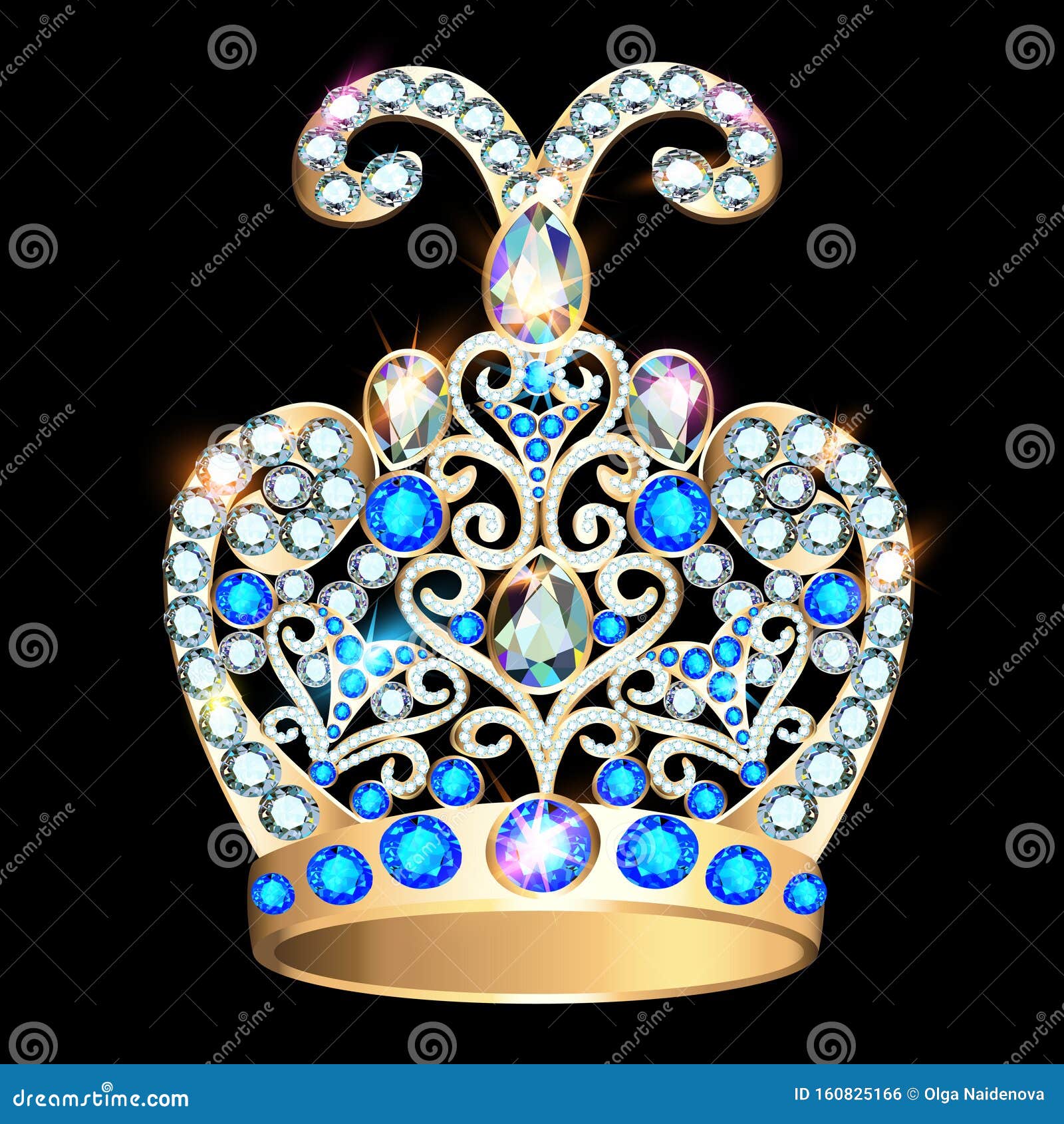 Shiny Golden Crown with Precious Stones Stock Vector - Illustration of ...