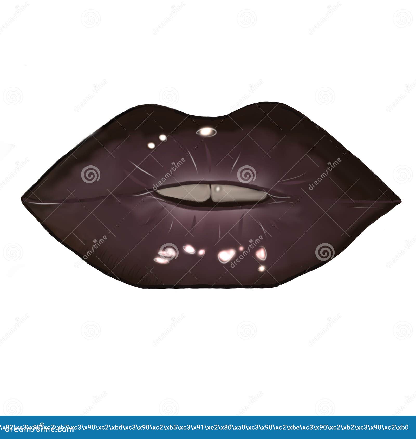 Illustration of Shiny Lips. Drawing of Purple Lips with Highlights ...
