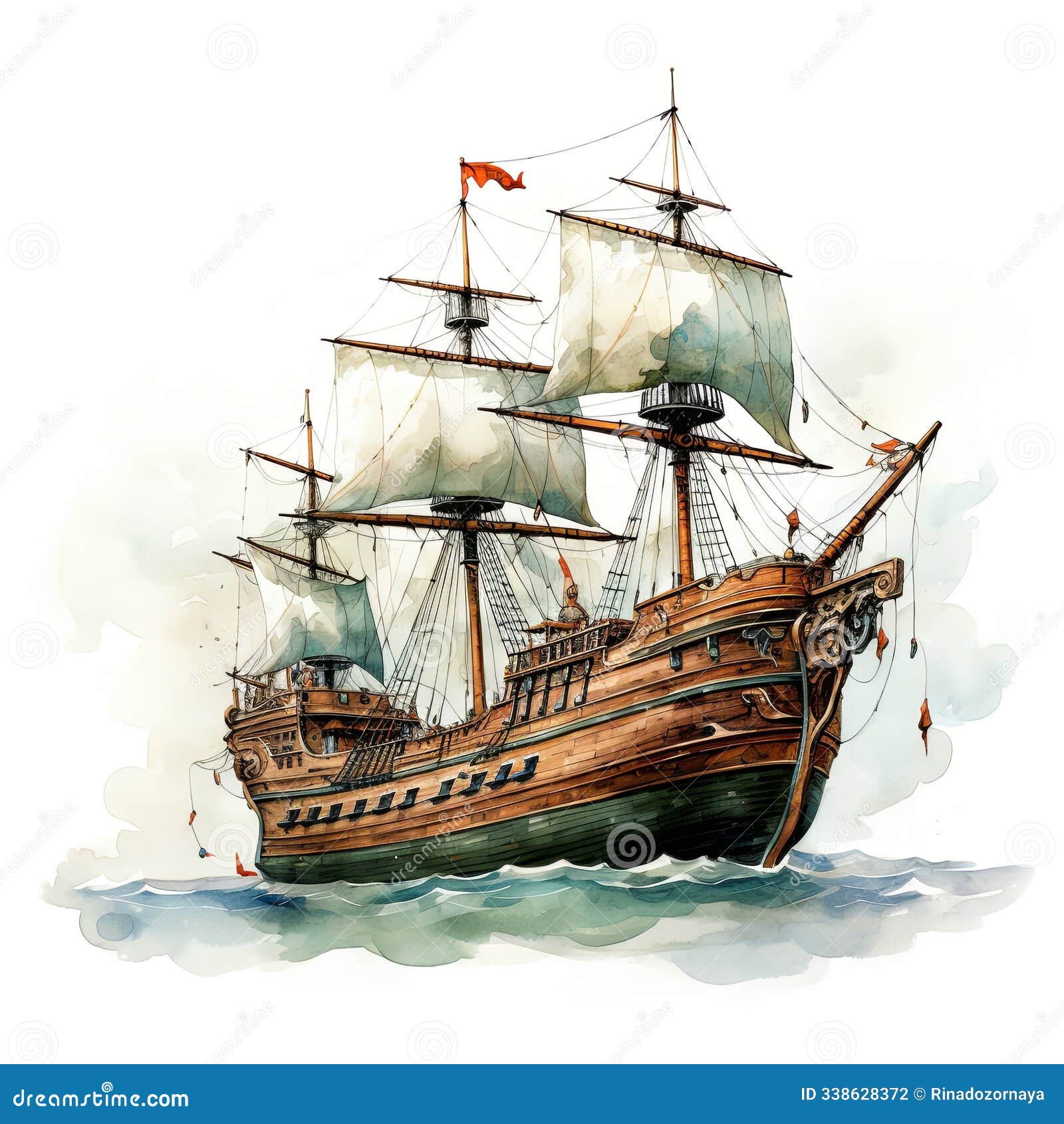 Illustration of Ship on White Background. Stock Photo - Image of ...