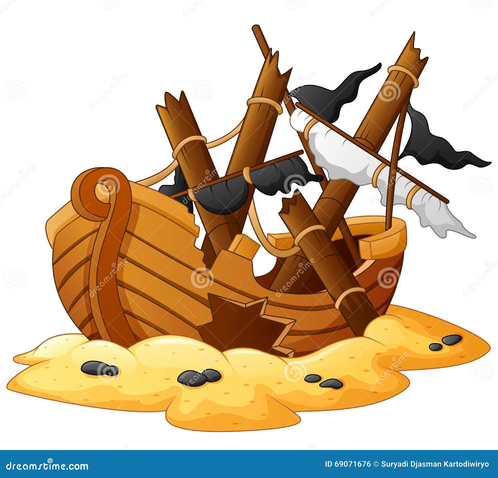 Illustration of shipwreck stock vector. Illustration of color - 69071676