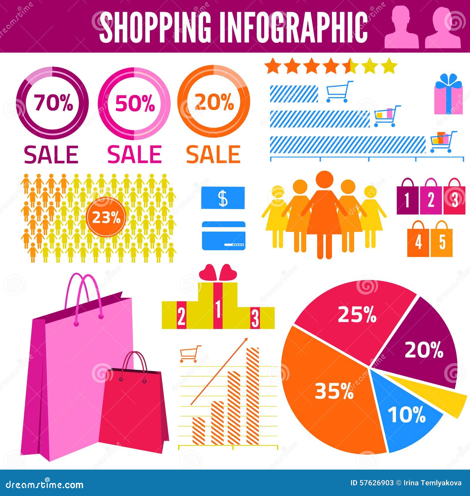 Illustration of Shopping Infographics with Statistics Stock Vector ...