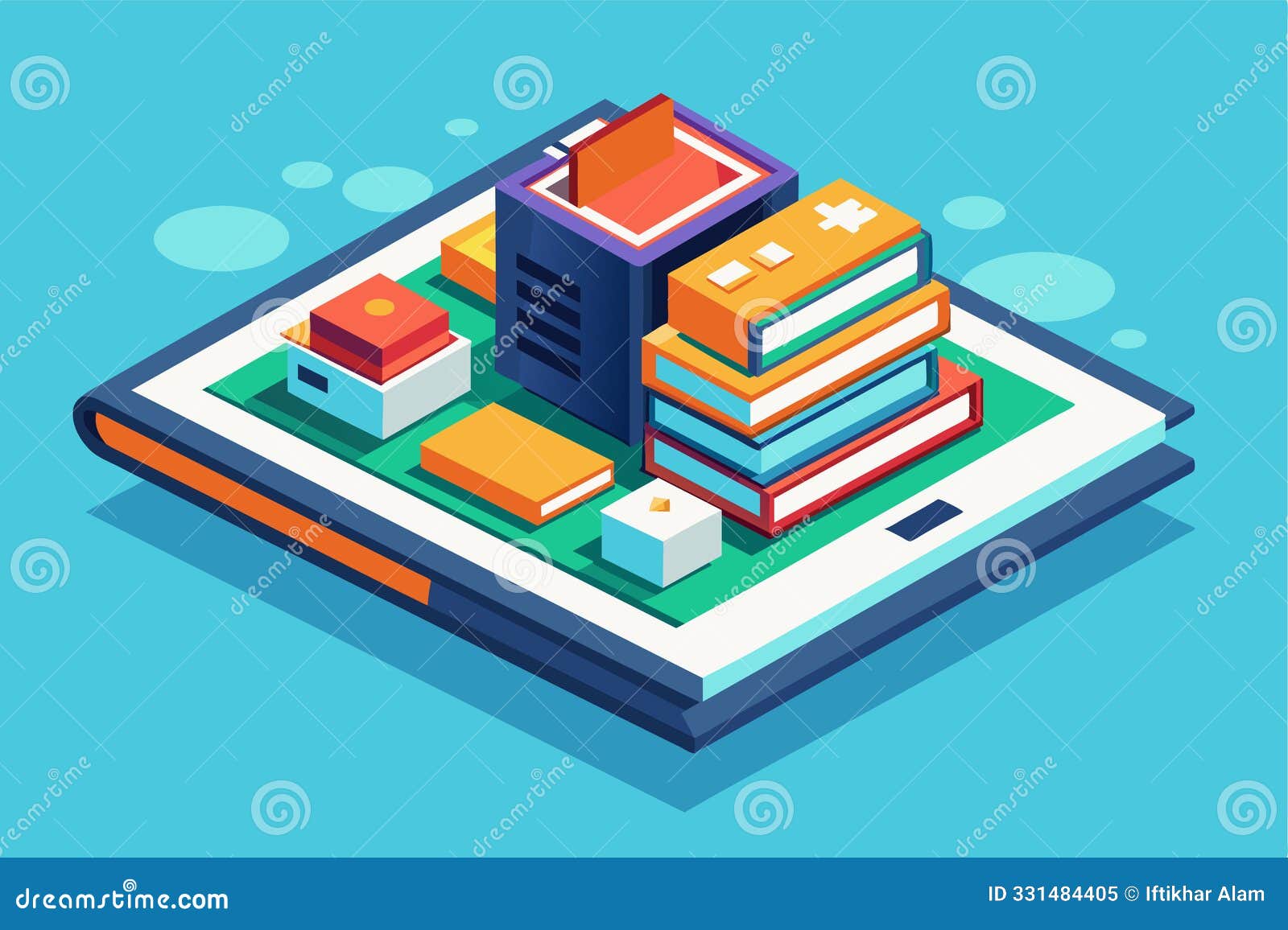 This Illustration Showcases a Colorful Isometric Design of Books and ...