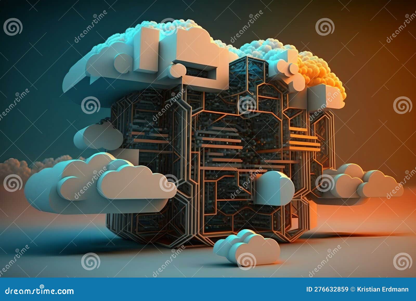 Cloud Computing Data Transfer Network Stock Illustration - Illustration ...