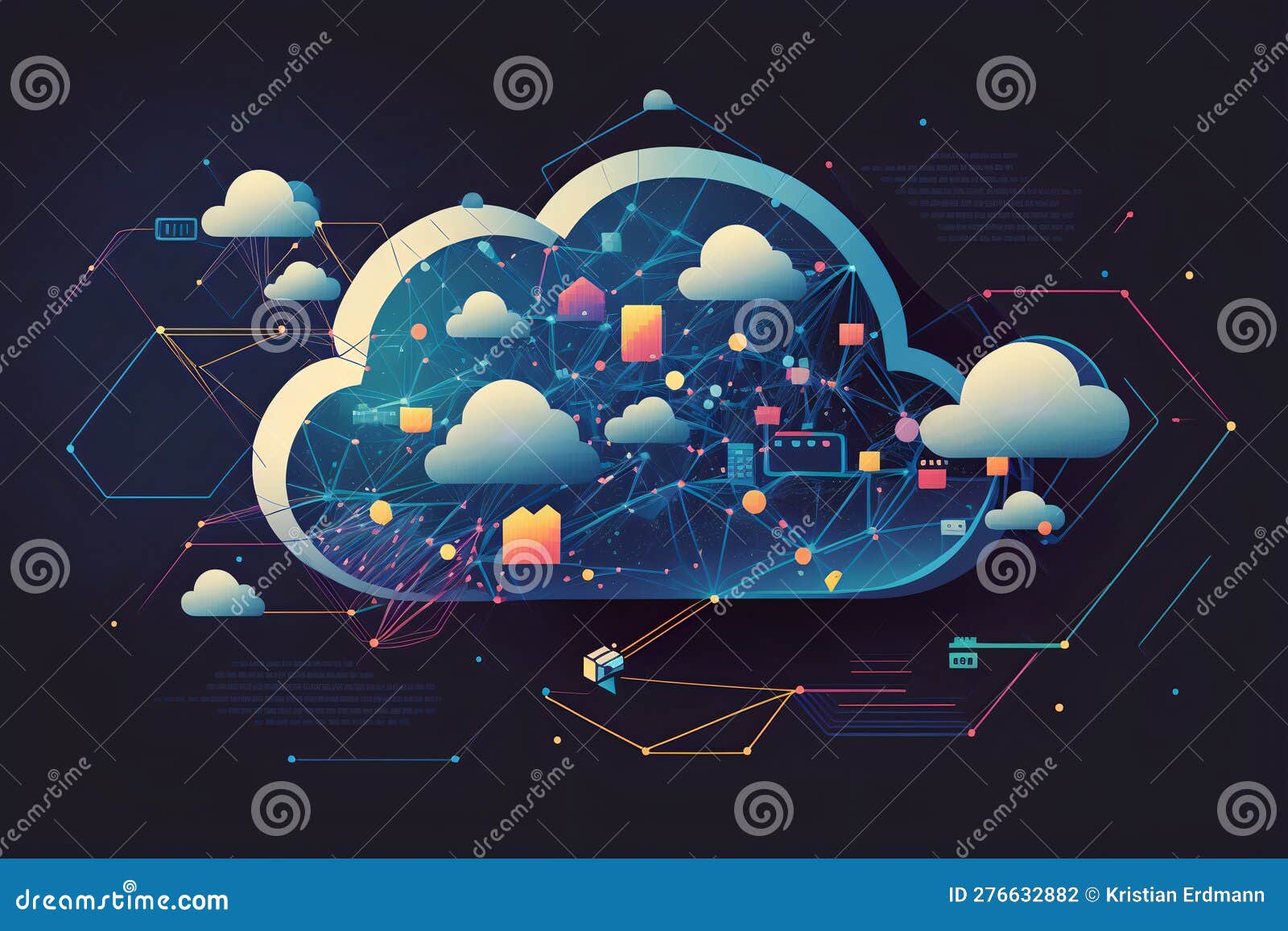 Cloud Computing Data Transfer Network Stock Illustration - Illustration ...