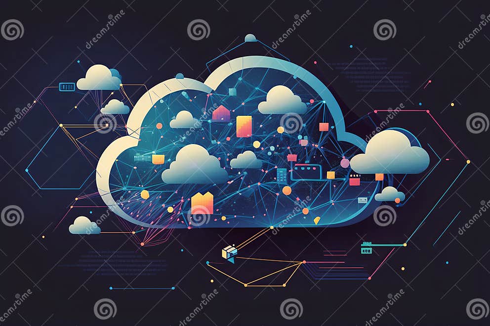 Cloud Computing Data Transfer Network Stock Illustration - Illustration of showcases, design ...