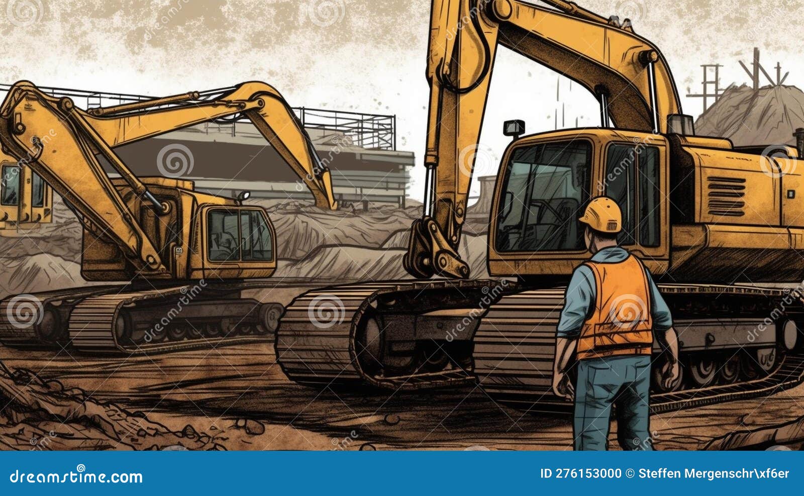 Construction Worker Operating Heavy Machinery at a Site Stock ...