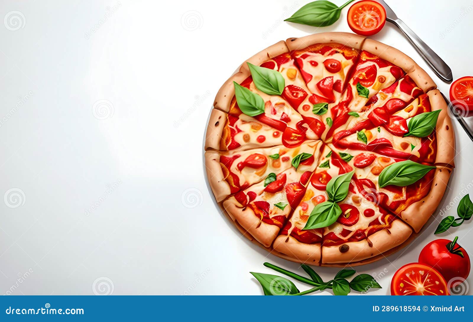 Delicious Pizza Illustration in White Background with Copy Space Ai ...