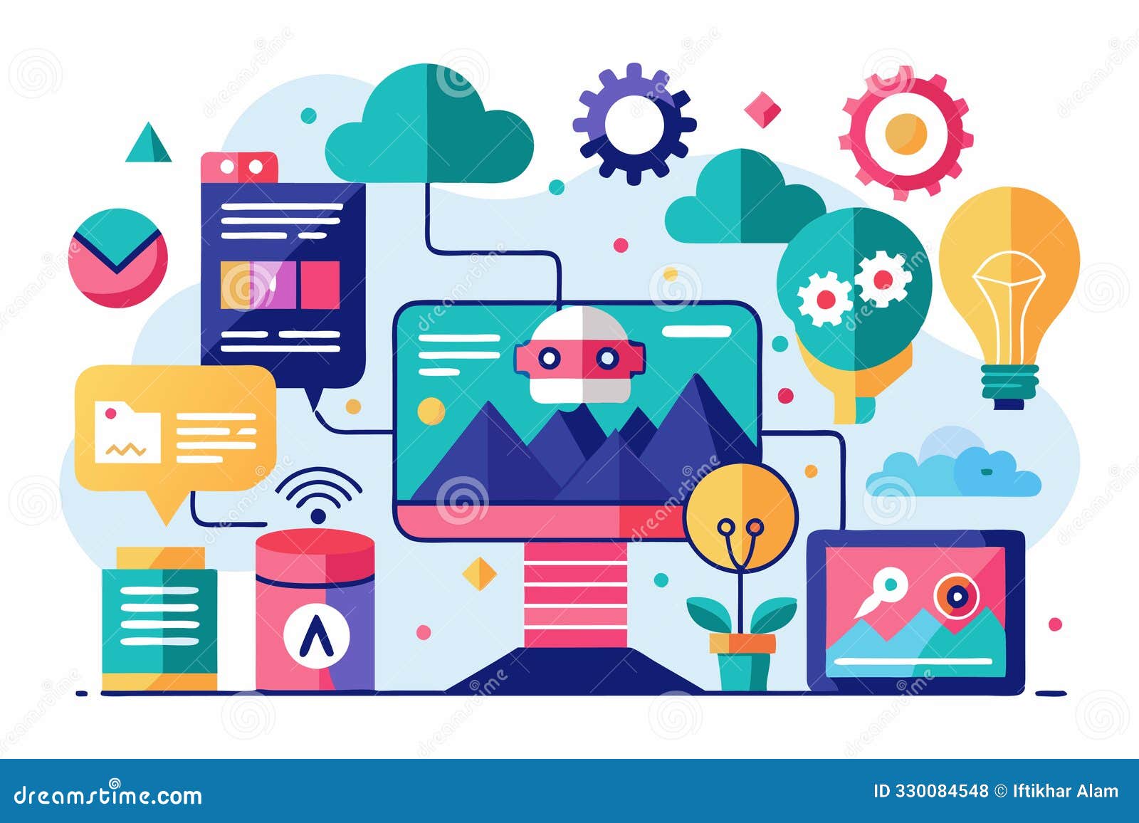 An Illustration Showcases Diverse Elements of AI Content Generation ...