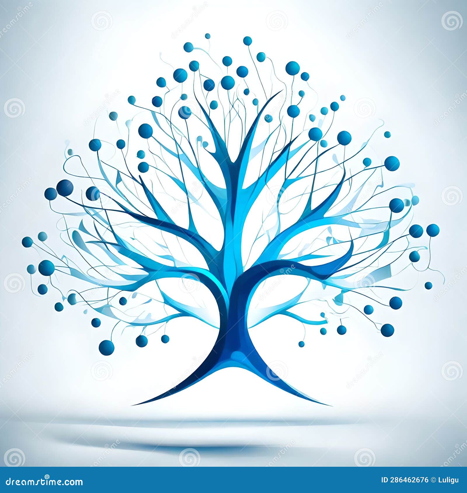 Elevated Elegance: Radiant Blue Tree Logo with Interconnecting Spheres ...